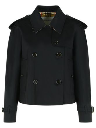 Burberry Trench-coat en gabardine de coton noir