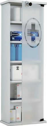 MID.YOU Mid.you Medizinschrank VCM Gusal XXL, Wei&szlig;, Glas, Holzwerkstoff, 5 F&auml;cher, 31x92x18 cm, Badezimmer, Badezimmerschr&auml;nke, Medizinschr&auml;nke