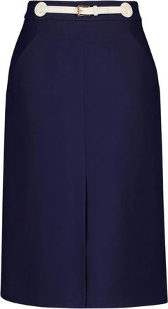 Valentino Garavani Femme, Jupes, Bleu, Taille: 38 FR Jupe Midi Ceinturée