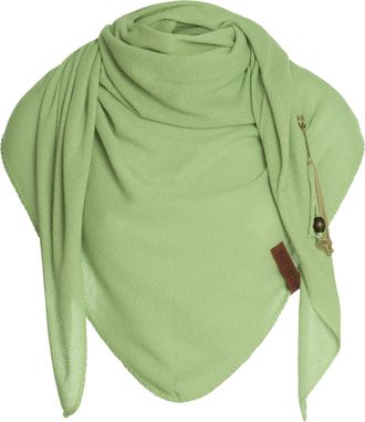 Knit Factory Lola Dreieckstuch - Fein Gestrickter Damen Schal - Tuch Schal - Für Frühling und Sommer - Baumwollmix - Spring Green - 190x85 cm
