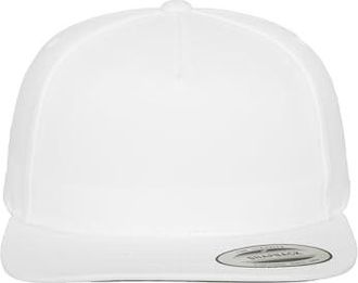 Flexfit Casquette de Baseball Classic 5 Snapback, pour Homme et Femme, Taille Unique, Fermoir Boutons-Pression R&eacute;glable au Dos, Visi&egrave;re Plate, 100% Coton, Whi