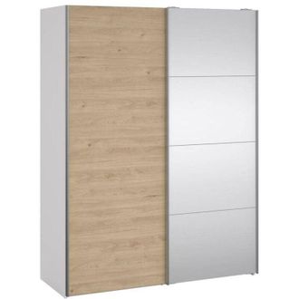 Dmora Kleiderschrank 2 Türen Diandra, Schlafzimmermöbel, Schrank, Garderobe, 150x61 h200 cm, Weiß und Eiche - Dmora