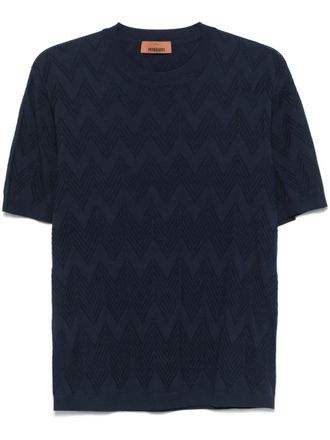 Missoni t-shirt en maille zig-zag - Bleu