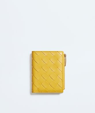 Bottega Veneta Portefeuille Bi-Fold Intrecciato petit format - Jaune - Femme - Unisex