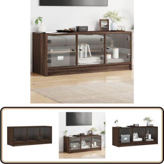vidaXL Meuble tv avec portes en verre chêne marron 102x37x42 cm - Meubles Tv - Meuble Tv - Meuble Audiovisuel - Support Tv - Unité Tv