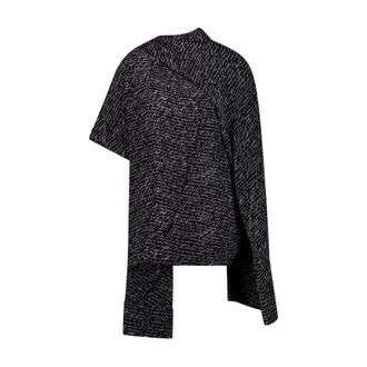 Balmain Femme, Blouses et Chemises, Noir, Taille: 38 FR Chemisier en Soie &agrave; Imprim&eacute; Script Noir