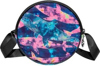 Generic Sac &agrave; bandouli&egrave;re rond rond pour femme, petit sac &agrave; bandouli&egrave;re avec fermeture &eacute;clair et bretelles r&eacute;glables, style d&eacute;contract&eacute;, motif baleine