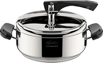 Lagostina Druckkasserolle La Classica Lagofusion, Drucktopf Ø 22 cm, Fassungsvermögen 3,5 l, mit Korb, Rezeptar und Ökodose, Griffe aus Bakelit, Gewichtsventil 