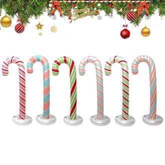 Generico Aufblasbare Weihnachtsdekoration, 6 St&uuml;ck, gestreift, gro&szlig;e Winterdekorationen, 130 cm + Wasserbasis, Innen- und Au&szlig;endekoration f&uuml;r Garten, Haus, Ter