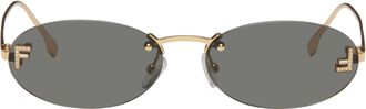 Fendi Lunettes de soleil dor&eacute;es &agrave; ferrures Fendi First &agrave; ornements facett&eacute;s