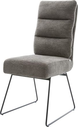 DELIFE Polsterstuhl Pela-Flex Kufengestell Schwarz Boucl&eacute; Soft Schlamm Taschenfederkern