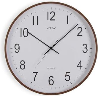 VERSA Leise, dekorative Wanduhr für Küche, Wohnzimmer oder Esszimmer - gut lesbar, 50 x 5,2 x 50 cm, MDF-Holz, dunkle Holzfarbe