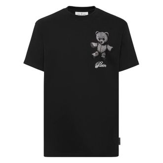 Philipp Plein Homme, Tops, Noir, Taille: XL T-Shirt Col Rond Ss Teddy