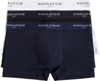 Maison Kitsun&eacute; Homme, Sous-v&ecirc;tements, Noir, Taille: S Paris Boxer Pack