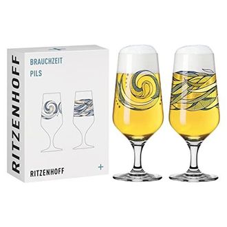 Ritzenhoff Ritzenhoff 3471002 Verre &agrave; bi&egrave;re 300 ml - set de 2 - s&eacute;rie Brauchzeit, motif n&deg; 2 - eau, multicolore - Made in Germany