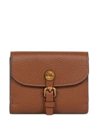 Etro petit portefeuille en cuir &agrave; fini grain&eacute; - Marron