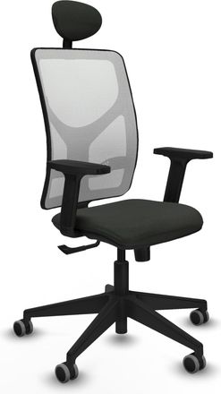 Piqueras y Crespo B&uuml;rostuhl, schwarz, mit 2D-Armlehnen, h&ouml;henverstellbarer Lendenwirbelst&uuml;tze und festem Kopfteil, ausgestattet mit 3 Positionen und Schneideschaum, Wei