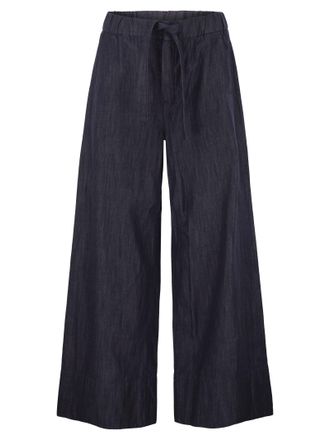 Max Mara Stmjour - Pantalon large en denim de coton avec cordon de serrage &agrave; la taille