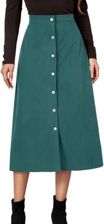 Generic Jupe-short longue pour femme - Jupe longue en velours c&ocirc;tel&eacute; - Jupe unie &eacute;lastique - Taille haute - Coupe d&eacute;contract&eacute;e - Style d&eacute;contract&eacute; - Tendance 