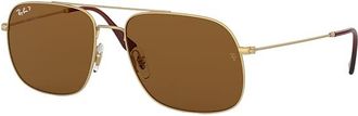 Ray-Ban Andrea Sonnenbrillen Gold Fassung Braun Glas Polarisiert 59-17