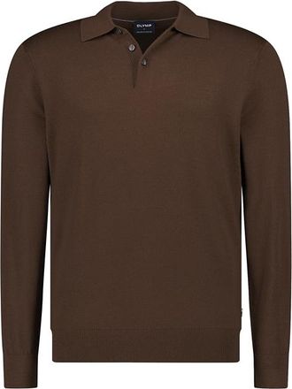 Olymp Herren Pullover braun Merinowolle unifarben