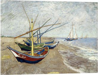 Posterlounge Fischerboote am Strand von Les Saintes-Marie-de-la-Mer Acrylglasbild von Vincent van Gogh 18 x 13 cm Wandbilder Wanddeko
