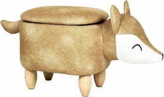 Beliani Beliani - Hocker Orange Samt Fuchs mit Stauraum Holzbeinen Modern Kindermöbel Tierhocker Kinderhocker Sitzhocker Schlafzimmer Wohnzimmer Deko