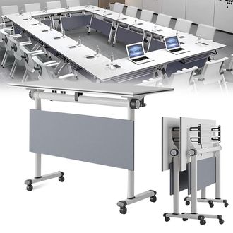 Generic Tragbarer Klapptisch, Mobiler Konferenztisch mit Ger&auml;uschlosen Rollen, Quadratischer Klapptisch f&uuml;r Besprechungen und Veranstaltungen