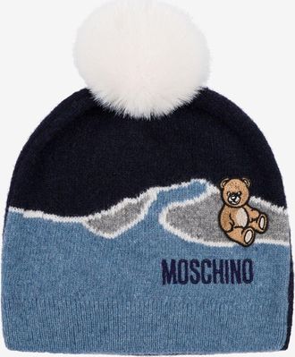 Moschino Chapeau en laine jacquard - Bleu