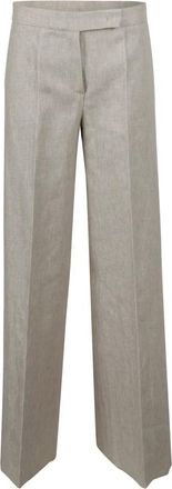 Max Mara Femme, Pantalons, Beige, Taille: 36 FR Pantalon Tailleur en Toile de Lin