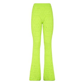 Philipp Plein Femme, Pantalons, Jaune, Taille: 42 FR Flare Pantalons Monogram