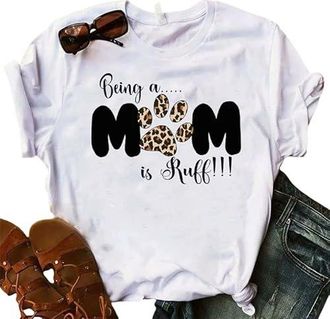 Keephen Maman Chat Maman Chien T-Shirts pour Femmes Patte de Chat Patte de Chien Impression 3D T-Shirt Manches Courtes Col Rond Animal de Compagnie Amoureux G