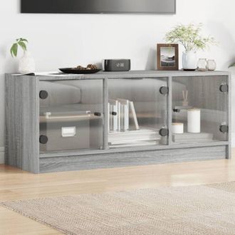 vidaXL Vidaxl - TV-Schrank mit Glast&uuml;ren Grau Sonoma 102x37x42 cm
