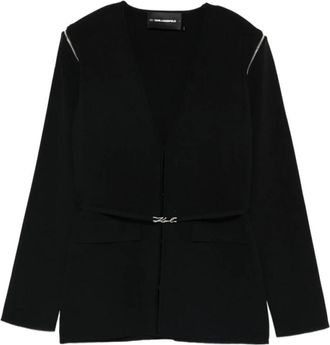 Karl Lagerfeld Femme, Pulls, Noir, Taille: 42 FR Transformer V-neck Cardigan