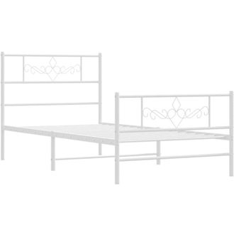 vidaXL Bettgestell mit Kopf- und Fu&szlig;teil Metall Wei&szlig; 90x190 cm Vidaxl