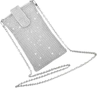 Valiclud Petit Paquet Bandoulière Étincelant Pour Femme, Pochette Portefeuille Argentée, Compact Et Solide, Soirée Et Sorties, Adapté Téléphone Et Petits Objet