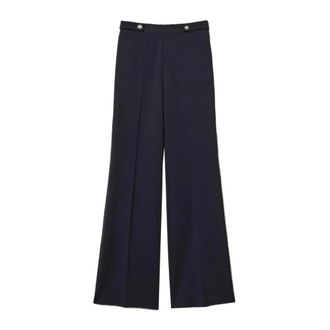 Twinset Femme, Pantalons, Bleu, Taille: 36 FR Pantalon Large avec Boutons de Perle