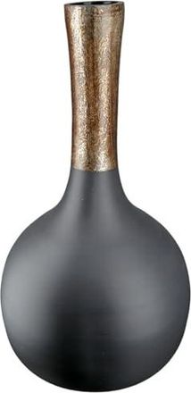 Gilde große Deko Vase XL Flaschenvase aus Glas - Blumenvase Moderne Deko Wohnzimmer Tischdeko - Farbe: Schwarz Gold - Höhe 45 cm