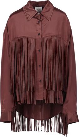 Alysi Femme, Blouses et Chemises, Brun, Taille: 36 FR Camicia frange