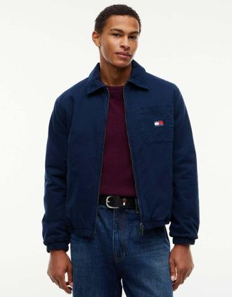 Tommy Jeans Harrington-Jacke aus Peached-Twill in Dunkelblau
