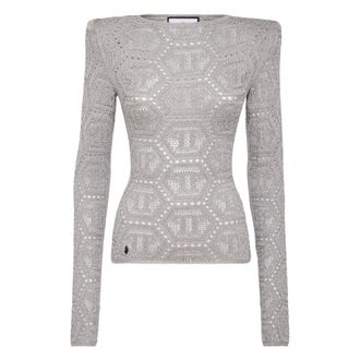 Philipp Plein Femme, Pulls, Gris, Taille: 42 FR Turtle Neck Hexagon