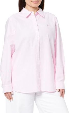 Tommy Hilfiger Chemise Femme Oxford Relaxed Fit, Multicolore (Classic Ithaca Stp/ Mid Pink), 34