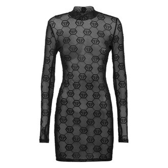 Philipp Plein Femme, Robes, Noir, Taille: 42 FR Short Dress Monogram