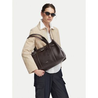 Calvin Klein Handtasche Calvin Klein Buckle Medium Work Tote LV04F3549G Braun