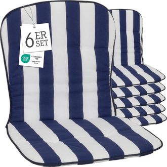Beo Gartenstuhl-Auflagen Kos Niedriglehner 80x44 cm, 6er Set | Waschbare, UV-beständige Sitz-Kissen | Atmungsaktive Polster-Auflagen nach Öko-Tex Standard