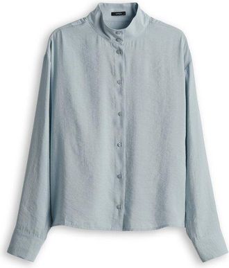 OPUS Satinbluse Fasofta aus Satin mit Crash-Optik Weite Silhouette mit Stehkragen und Faltendetail am R&uuml;cken