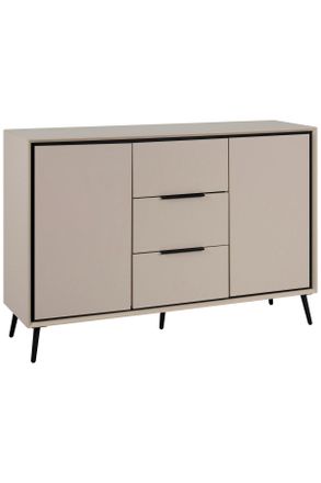 Livetastic Kommode, Schwarz, Sand, Metall, 4 F&auml;cher, 3 Schubladen, 135x90x38 cm, Wohnzimmer, Kommoden & Sideboards, Kommoden