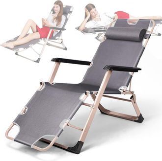 Generic Extra großer Stuhl - Unterstützt 150kg / 331lbs tragbarer faltbarer Loungesessel für Strand, Camping, Terrasse und Garten, inklusive abnehmbarem Kisse