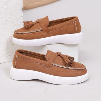 Generic Mocassins larges et confortables pour femme - Couleur unie - Style classique - Respirant - D&eacute;contract&eacute; - Chaussures plates &agrave; enfiler - Pour le travail