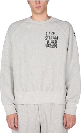 Engineered Garments Homme, Sweatshirts et sweats &agrave; capuche, Gris, Taille: S SweaT-shirt Imprim&eacute; Raglan &agrave; Col Rond